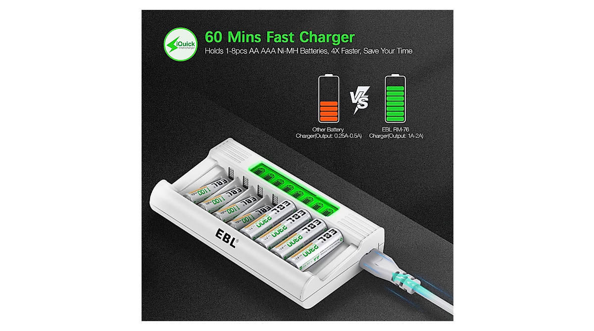 Fast 8-Bay EBL Battery Charger for AA AAA Batteries