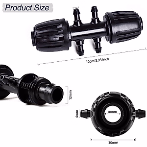 25PCS Drip Irrigation Kits, 5 Barbed Tee 1/2 inch to 1/4 inch Irrigation Tube Variable Diameter Six-Way Adapter and 20 Dripper Emitters Sprayer for 4mm/7mm Hose with Stake Water Flow Adjustable