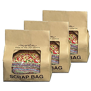 Moda Fabric 3 Scrap Bags, Assorted, 6 Inches