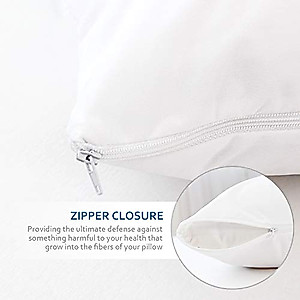 Waterproof Pillow Protector Standard Size Zippered 4 Pack 20 x 26 inch White Pillow Protector Feather Proof Pillow Covers Encasement Pillow Case White