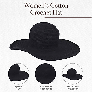 San Diego Hat Company Women's Black 4 Inch Cotton Crochet, One Size