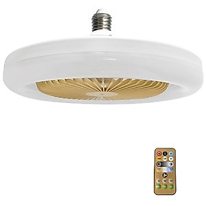 AOSUI Screw in Ceiling Fan in Light Socket 10in E26 30W Dimmable Socket Fan Small Ceiling Fan with Light, Plug in Light Bulb Ceiling Fan with Remote Perfect for Small Rooms, RVs, and Restaurants