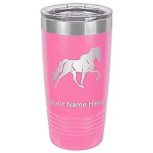 LaserGram 20oz Vacuum Insulated Tumbler Mug, Horse, Personalized Engraving Included (Pink)