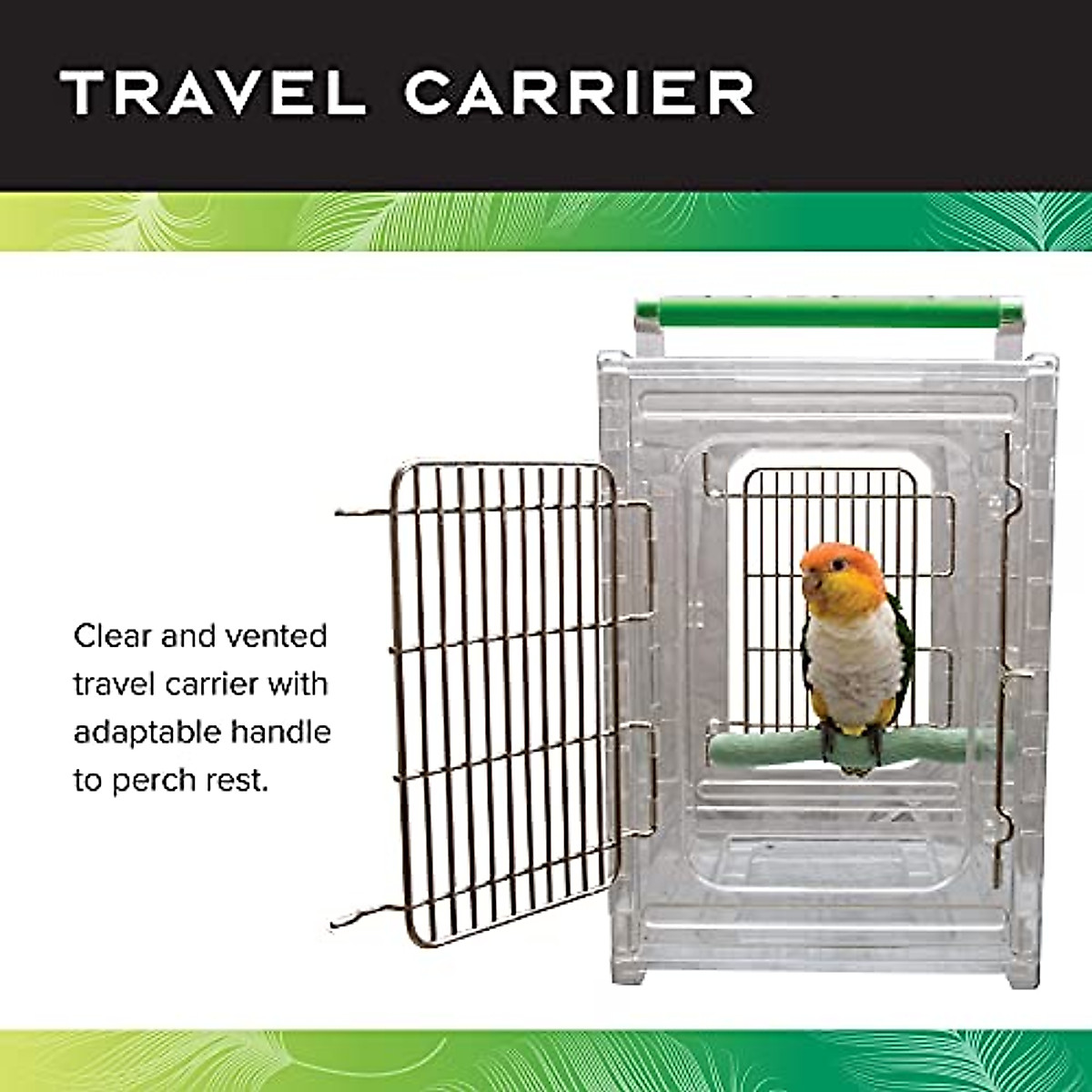 CaitecPerch & Go Polycarbonate Bird Carrier, Clear View Travel Cage