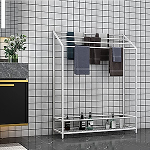 GJQGYY Floor Standing Towel Rack Gold/Black/White, Freestanding 4-Bar Towel Holder with Stainless Steel Towel Bars,Space Save for Hand Towels, Washcloths