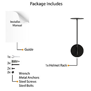 Wallniture Giro Helmet Holder Wall Mount, Bike Helmet Rack, Hooks for Hanging Motorcycle Accessories Metal, Black