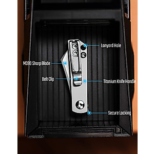 KeyUnity KK10XS Titanium Flipper Folding Pocket Knife with Liner Lock, Pocket Clip for Every Day Carry