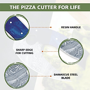 Damascus Steel Alaskan Ulu Knife With Sheath, 5.8" Perfect Pizza Cutter Rocker Knife, Mezzaluna Chopper Knife for Kitchen, Authentic Inuit Eskimo Design, Non-Slip Handle