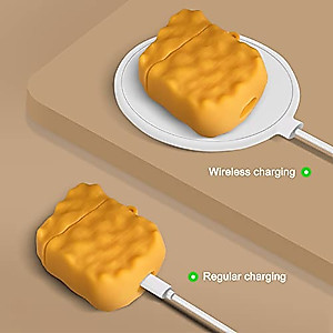 MOLOVA Chicken Theme Case for Airpods 1&2 Case,Silicone 3D Cute Funny Food Kawaii Airpods Cover Shock Proof Protective Skin with Keychain(Chicken Nuggets)