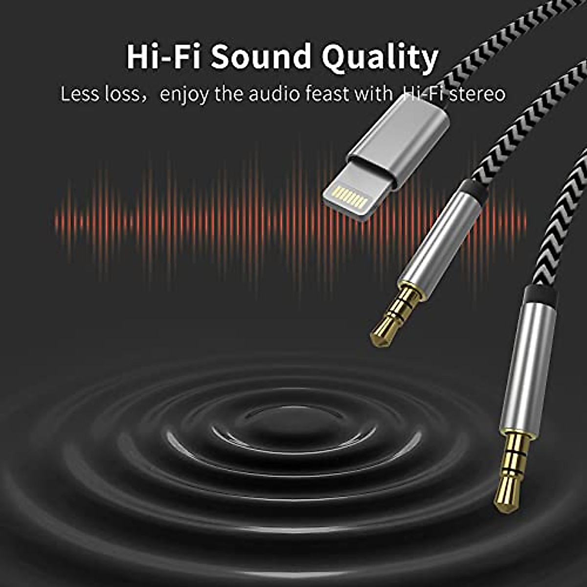 Aux Cord for iPhone, [Apple Mfi Certified] 3-in-1 iPhone Headphones Jack iPhone to car 3.5mm Aux Cord, Lightning to aux Adapter Compatible with iPhone 14/14Pro/13/13 Pro/13 Pro Max/12/12 Pro Max/11