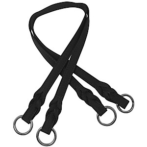 Everything Mary Braided Microfiber Handle - Black | Stylish Purse Handles for DIY Handbags & Craft Projects | Replacement Bag Handles with Silver Rings