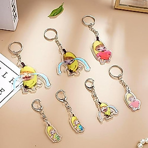 Cute Banana Meme Keychain Students Funny Happy Love Bread Black Chain Small Jewelry Lanyard Phone Pendant Cats