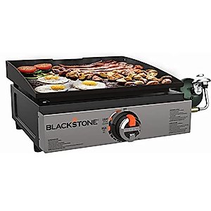 Blackstone 1971 Heavy Duty Flat Top Grill Station for Kitchen, Camping, Outdoor, Tailgating, Tabletop, Countertop – Stainless Steel Griddle with Updated Knobs & Ignition, 17 Inch