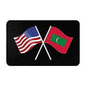 American and Maldives Flag Non-Slip Mat 20x31in Suitable for Home Kitchens and Offices
