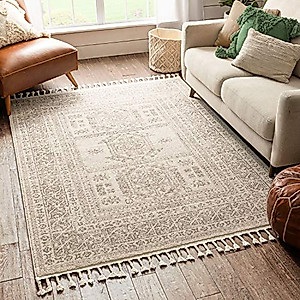 Well Woven Loop-De-Loop Carina Tribal Medallion Beige Kilim-Style 7'10" x 10'6" Area Rug