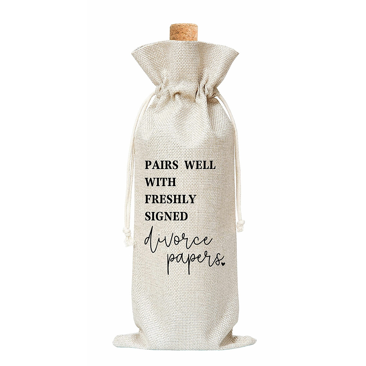 Divorced Wine Gift Bag, Wine Bag for Freshyl Signed Divorce Papers, breakup, happily divorced, Divorce Party, 1 Pc Burlap Wine Bottle Cover Bag (a21)