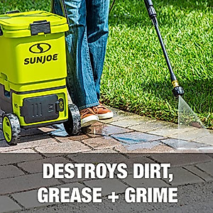 Sun Joe 24V-X2-PW1200 1196 Max PSI 1 GPM 48-Volt iON+ Cordless Portable Pressure Washer Kit w/ 2 x 4.0-Ah Batteries and Charger