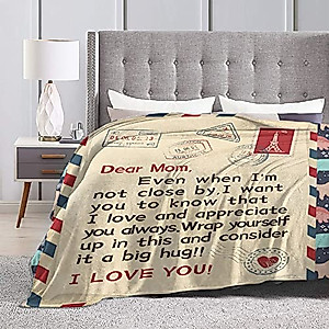 MOWIPOWI to My Mom Blanket from Daughter and Son Mom Blanket,Gifts for Mom,Throw Blanket to My Mom from Daughter Son,Kiss Hug Letter to Mom Airmail Fleece Blanket, Best Mom Ever Gifts,