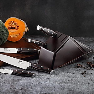 Chef Knife Set, Karcu 6-Piece Professional German Steel Kitchen Knife Block Sets, Brown