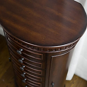 Hives and Honey Bailey Oval Standing Jewelry Armoire Cabinet, Jewelry Storage Organizer with Mirror Lid, Side Doors, 7 Drawers, Jewelry Chest, Jewelry Box for Necklaces, Earrings, Bracelets, Walnut