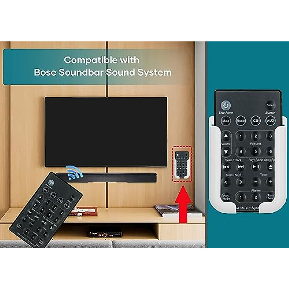 Replaced Remote Control Compatible with Bose Wave Music System I II III Wave Music Radio/CD AWRCC1 AWRCC2 AWRCC3 (Black)