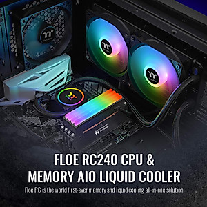 Thermaltake Floe RC240, AMD (AM5/AM4) / Intel (LGA 1700/1200), TT RGB Plus Software/Motherboard Sync ARGB Controlled, 240mm PWM All-in-One CPU & Memory Liquid Cooler CL-W271-PL12SW-A