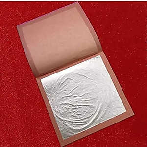 GLC Gold Leaf Silver Leaf, 99.9% Pure Silver Leaf Varakh Foils 50pcs 3 x 5 inch for Sweets Deco,Cake Baking,Chocolate,Supari,Serums,Ayurvedic Medicine,Decoration,Beauty Face Kits,Painting Art Crafts_