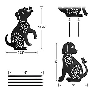 Stake Garden Metal Dog Garden Stakes, Yard Decor Art Lawn, Outdoor Home Decor Animal Silhouette Statues, Set of 2