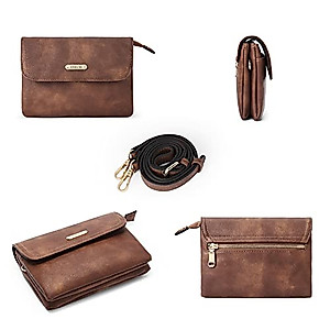 CHOLISS Leather Small Crossbody Bags for Women Designer Cell Phone Bag Wallet Purses Adjustable Strap