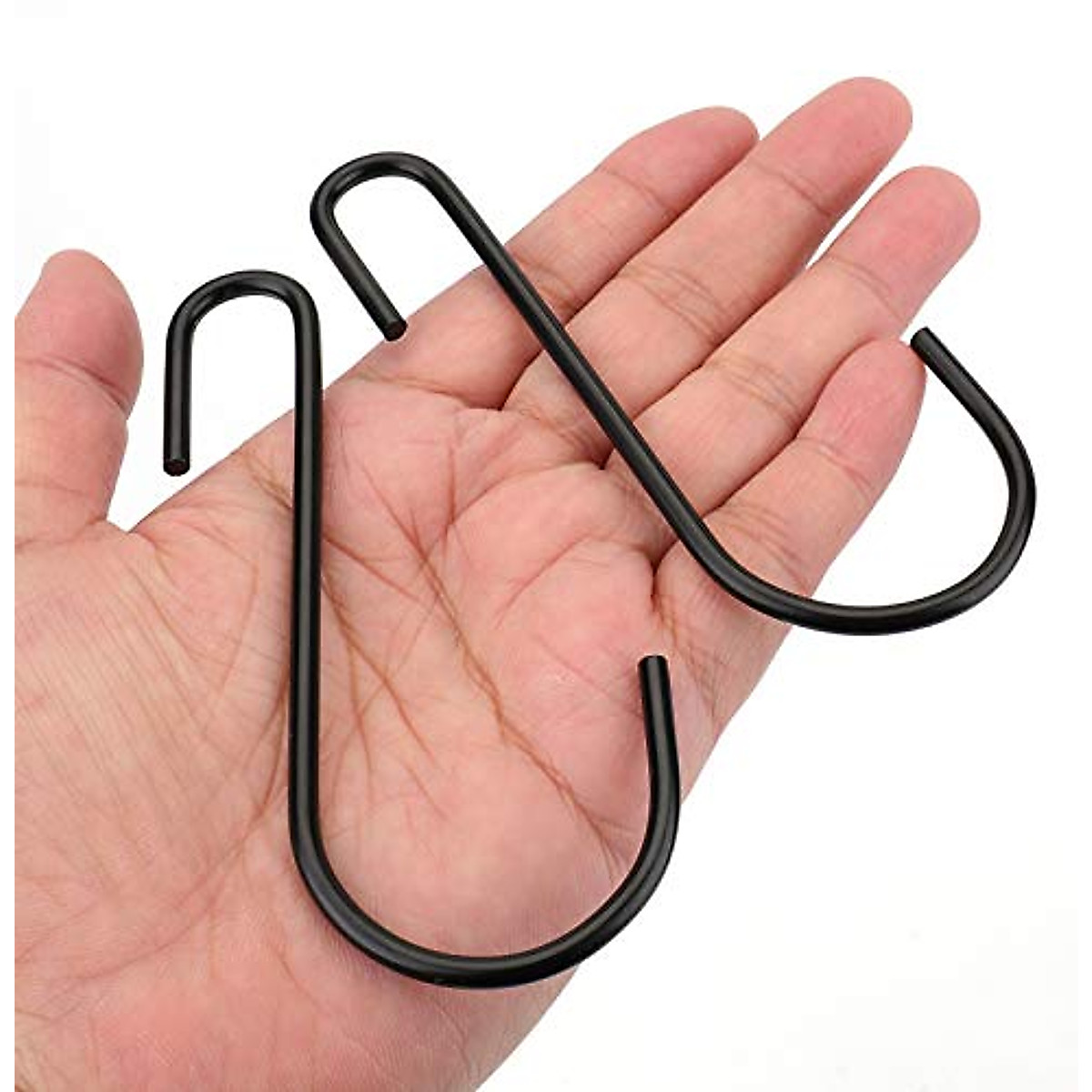 Yesland 50 Pack 4 Inches S Hooks, S Shaped Hooks/Hanging Hangers Hooks Heavy Duty Black Hook for Kitchen, Work Shop, Bathroom, Garden