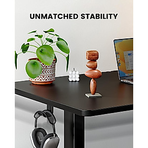 ErGear Whole Piece Standing Desk with 48x30 inch Desktop, Adjustable Stand Up Desk for Home Office, Electric Computer Desk Workstation with Cable Management Tray, Black, EGESD65B