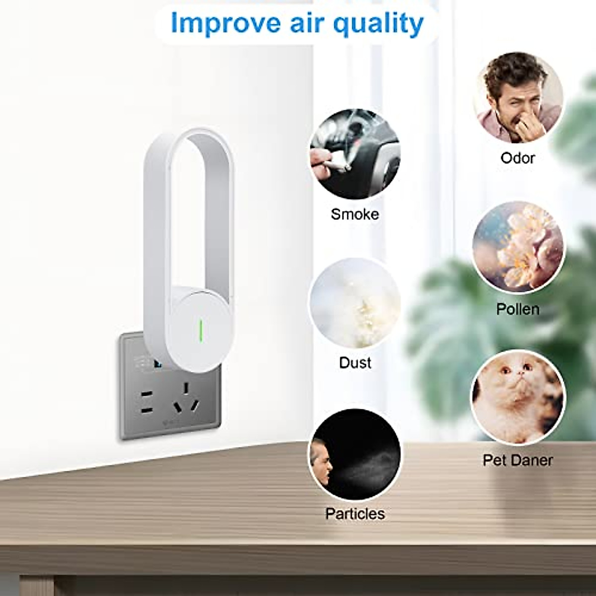 FYY Mini Air Purifier,Personal Portable Negative Ion Generator Air Purifier,Small USB Air Cleaner for Car,Bedroom, Home, Office-White