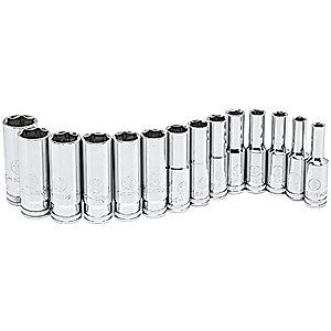 GEARWRENCH 14 Piece 3/8" Drive 6 Pt. Deep Socket Set, Metric - 80554