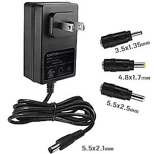 UL Listed 15V 2A Power Supply, 100-240V AC to 15VDC 2000mA Wall Charger Replacement Adapter with 5.5mm x 2.1mm /2.5mm, 3.5 x 1.35mm, 4.8mm x 1.7mm Output Jack for AIMTOM SPS-155 and Small Electronics