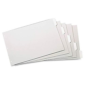 TOPS Cardinal 11x17 Write'n Erase Tab Divider, 5-Tab, White, (84270CB)