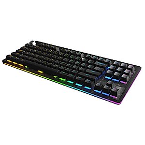 Mountain Everest Core Mechanical Gaming Keyboard - USB Hub - Cherry MX Hot-Swappable Switches - RGB Backlit (Midnight Black, Red - Linear & Quiet)