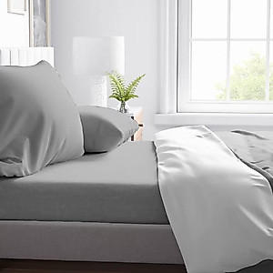 Kotton Culture King Sheets 4 Piece 100% Egyptian Cotton 600 Thread Count Soft Organically Grown Long Staple Cotton Bedding Luxury Hotel Sheets with Deep Pocket Snug Fit Sateen Weave (Silver)
