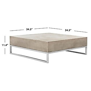 SAFAVIEH Outdoor Collection Eartha Modern Dark Grey Concrete Coffee Table (Fully Assembled)