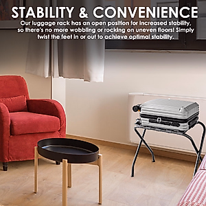 Luggage Rack l Hotel-Quality Durable Steel Folding Suitcase Stand for Guests and Travelers l Keeps Luggage Organized and Off the Floor l Set of 2 l GRAY