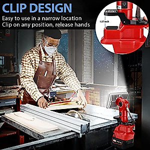 WaxPar 2000LM for Milwaukee Light for Milwaukee M18 18V Lithium Battery 18W Cordless Lantern Floodlight Spotlight with 110° Pivoting,300° Rotate, Clip Design, USB Port