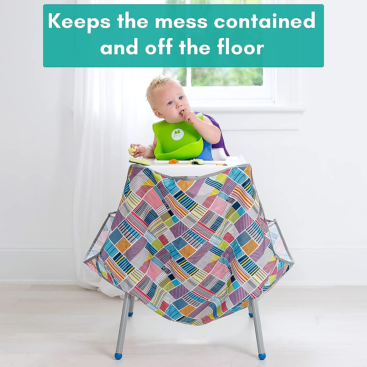 Splat Mat Under High Chair Food & Mess Catcher (Light Blue)