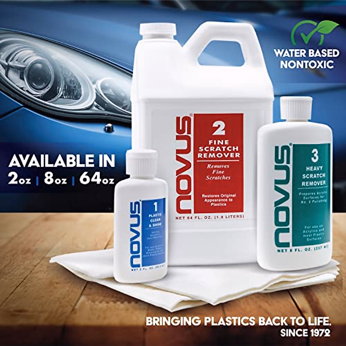 NOVUS 7020 | Plastic Clean & Shine #1 | 8 Ounce Bottle | Pack of 6