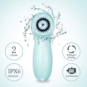 UBBETTER Face Brush Facial Brush Rechargeable Rotating Waterproof Cleansing Brush Set NEW style 2 Speeds With 3 Brush Heads Blackhead Remover Exfoliating Massage