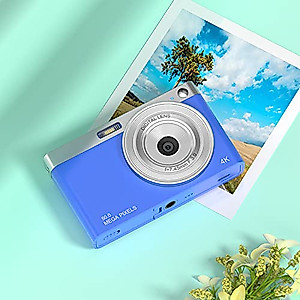Portable Digital Camera for Photography, 50 Million Pixels Vlogging Camera, 1080P Camera with 2.88'' IPS Screen, 16X Zoom Compact Portable Mini Rechargeable, Gifts for Students Teens Adults (Blue)