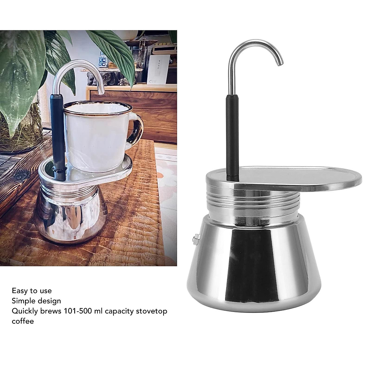 Espresso Maker, Single Spout Stovetop Moka Pot Stainless Steel Mini Stovetop Espresso Percolator Italian Type Espresso Cup Coffee Maker,Use on Stove at Home or Camping