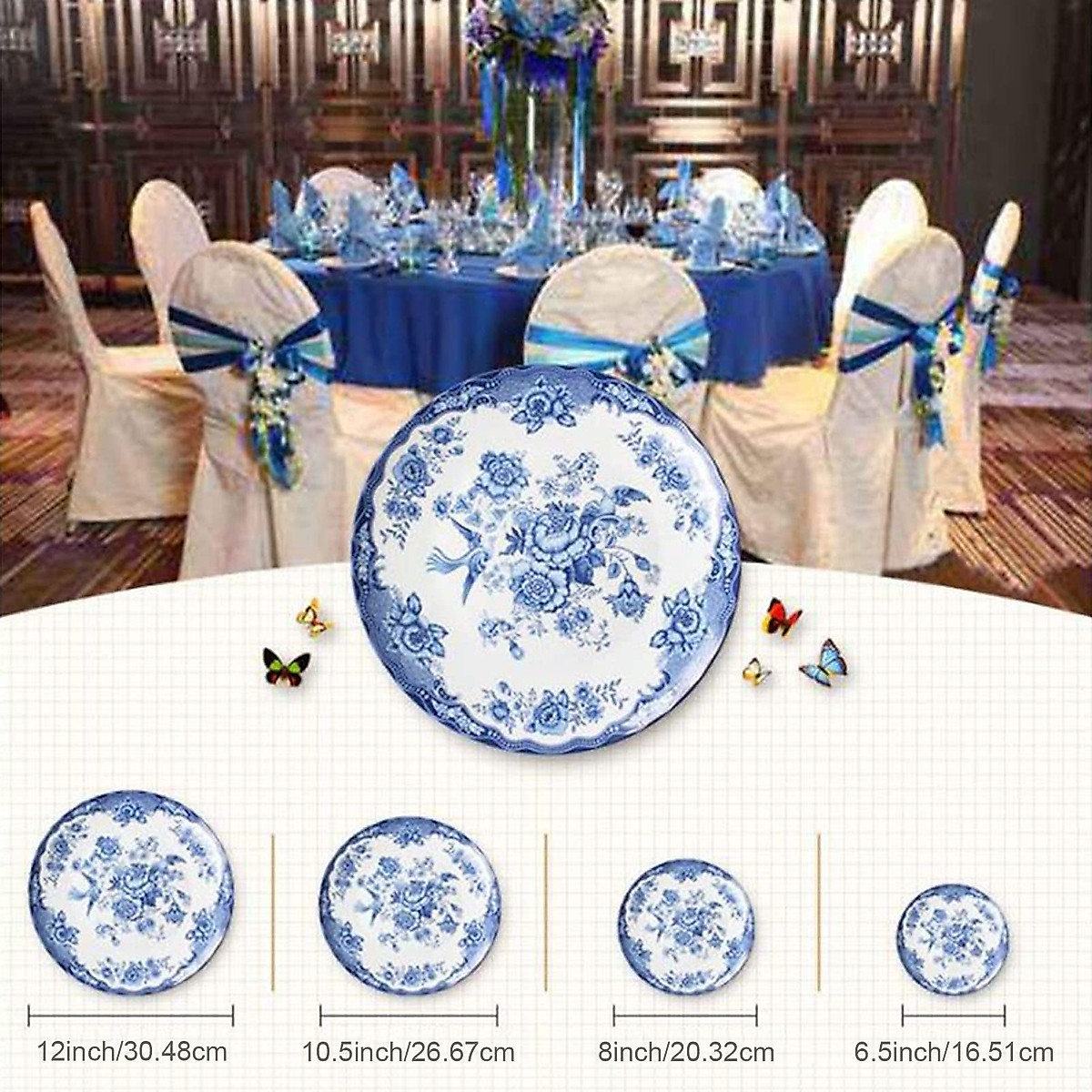 GagalU Porcelain Plate and Bowl Set,Blue and White Porcelain Wedding Dishes Ceramic Gold Plates Bone China Dinnerware Set Christmas Serving Dishes Set Dessert Ceramic Plate Dinner Diashes