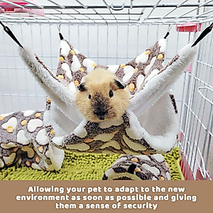 BOWINR 2 Pieces Small Pet Cage Hammock Guinea Pig Bunkbed Hanging Hammock Soft Warm Small Animals House Cage Accessories for Hamster Ferret Guinea Pig Squirrel Chinchilla Rat