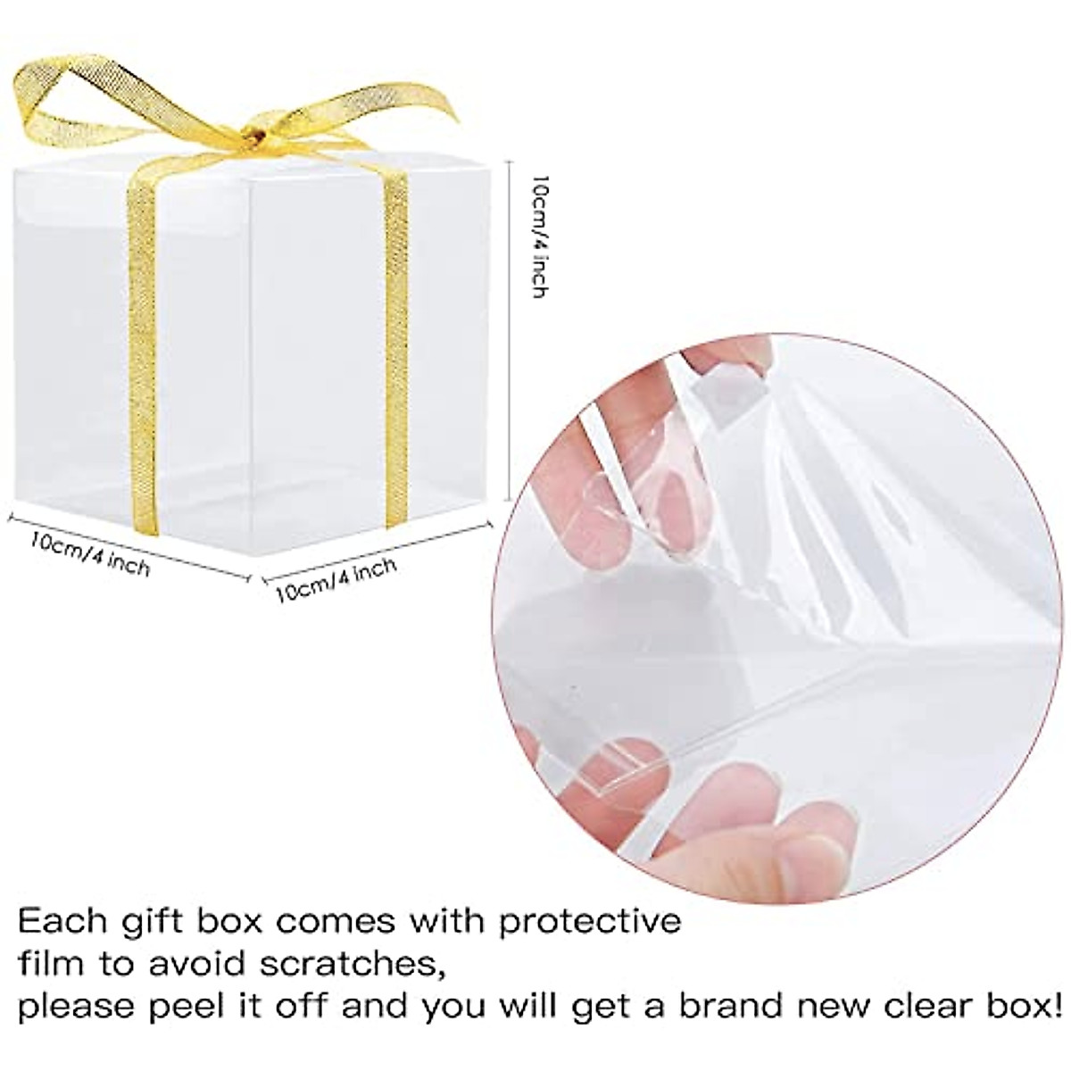 Coobbar Clear Candy Gift Box,30 Pack Empty Clear PVC Plastic Boxes Gift Boxes for Party Favors, Wedding, Birthday Presents, Candy, Cupcakes, Jewelry,Christmas Gift Packing (4 x 4 x 4 Inch)