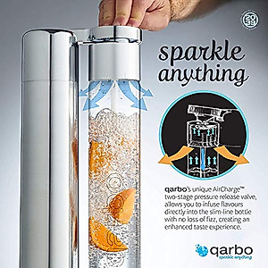 qarbo sparkling water maker with 4 bottles, 3 aircharge caps and cleaning brush (Dark Bronze)