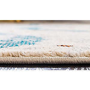 Unique Loom Estrella Collection Modern Abstract Cream Round Rug (8' 0 x 8' 0)